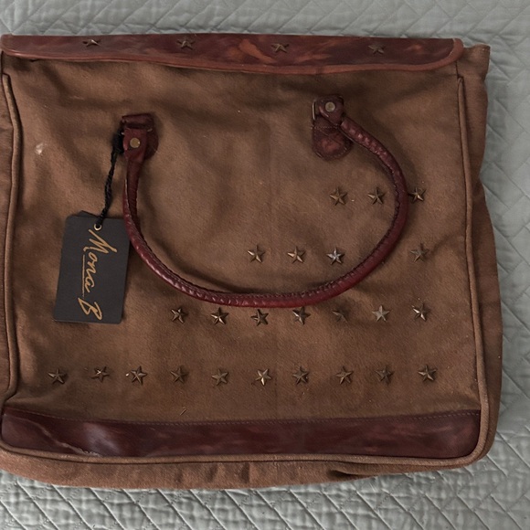 Mona B | Bags | Mona B Brown Canvas Tote With Star Details | Poshmark